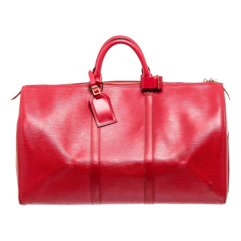 Louis Vuitton Red Monogram Epi leather Keepall 50cm Shoulder Bag at 1stDibs