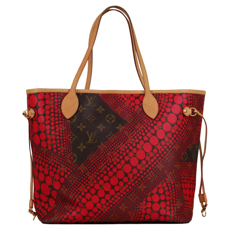 Louis Vuitton Red Monogram Kusama Waves Neverfull MM Tote Bag at 1stDibs