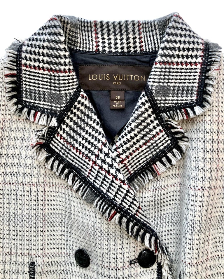 Louis Vuitton Runway Prince of Wales Tweed Jacket with Fringe Trim For ...