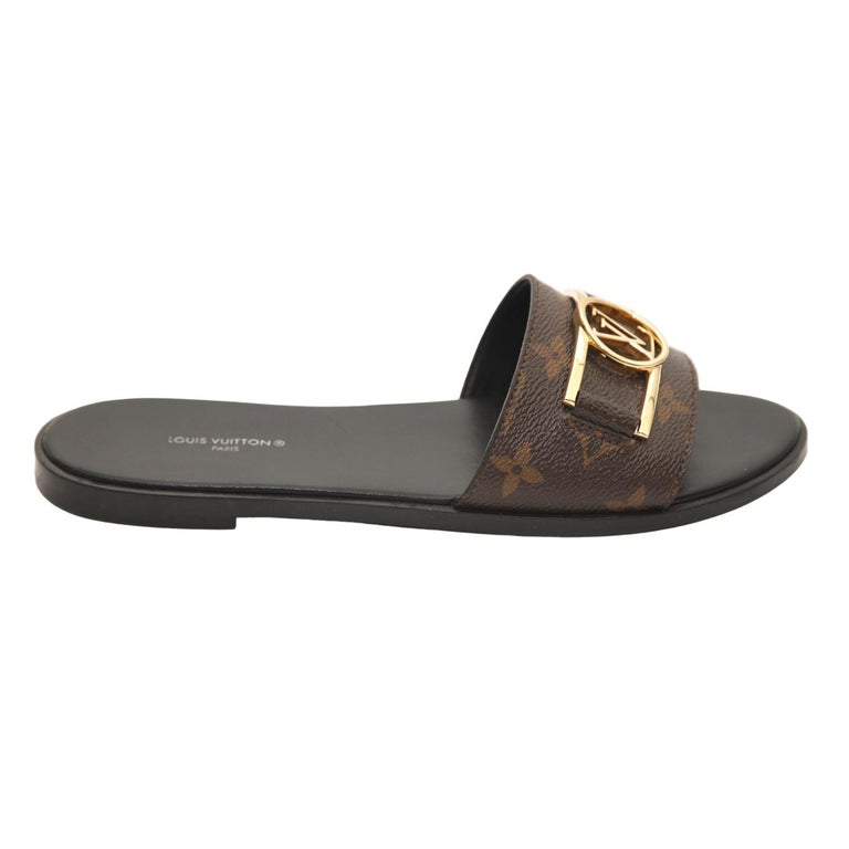 LOUIS VUITTON Sandal Slide FLOCK IT Flat Mule Monogram Canvas Leather ...