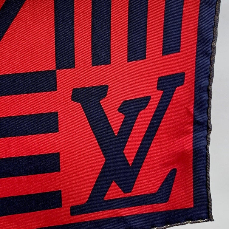 Louis Vuitton Silk Square Scarf Monogram Leopard Tresor Red For Sale at ...