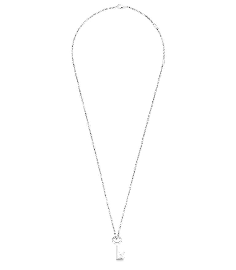 Louis Vuitton Silver-Colour Finish Metal LV Key Pendant For Sale at 1stDibs