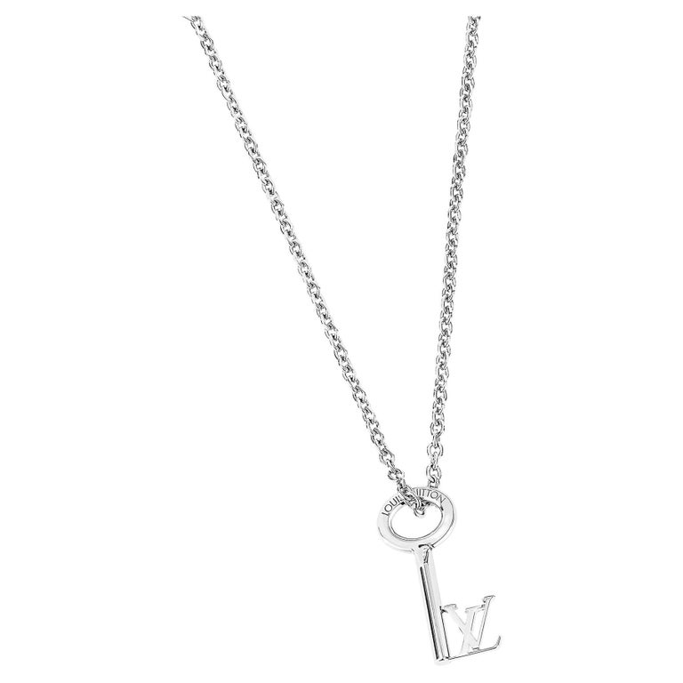 Louis Vuitton Silver-Colour Finish Metal LV Key Pendant For Sale at 1stDibs