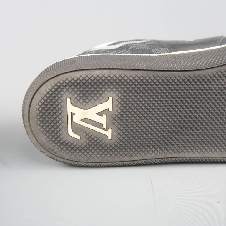 Men's LOUIS VUITTON Sneaker 10 Black and Gray Damier Leather Reflective ...