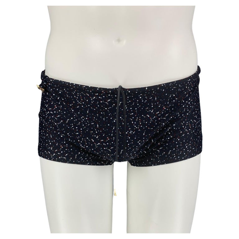 LOUIS VUITTON Size M Black White Print Nylon Drawstring Speedo For Sale ...