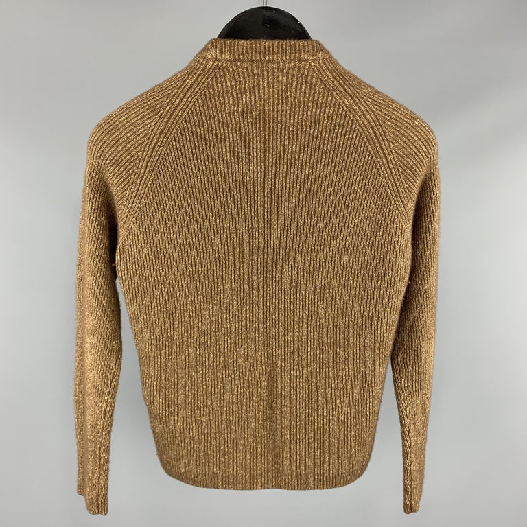 LOUIS VUITTON Size XXS Knitted Tan Cashmere / Silk Gold Button Pullover ...