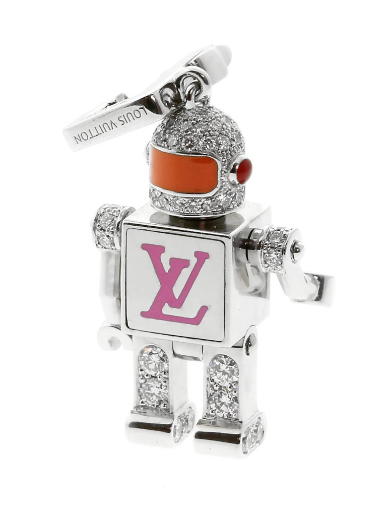 Louis Vuitton Space Man Sapphire Diamond Gold Charm Pendant at 1stDibs ...