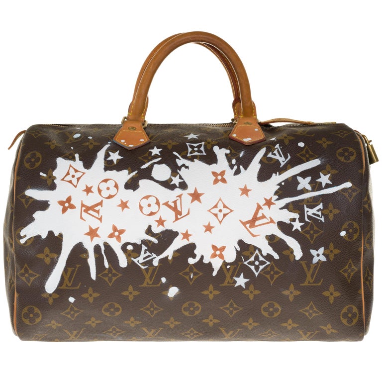 Louis Vuitton Speedy 35 handbag in Monogram canvas customized "Fancy ...