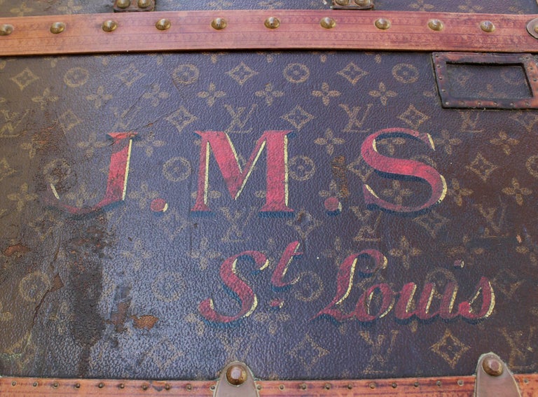 Louis Vuitton Steamer with JMS initials and Red Stripe For Sale at 1stDibs