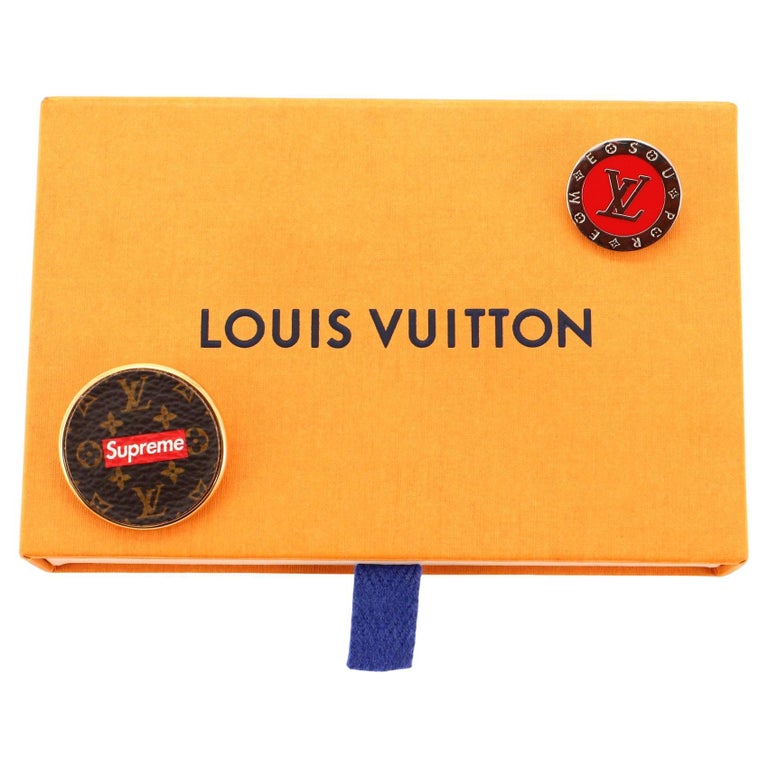 Louis Vuitton Supreme Pin Set Brooch Metal Brown, Red For Sale at 1stDibs