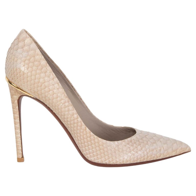 LOUIS VUITTON taupe PYTHON EYELINE Pointed Toe Pumps Shoes 37.5 at 1stDibs