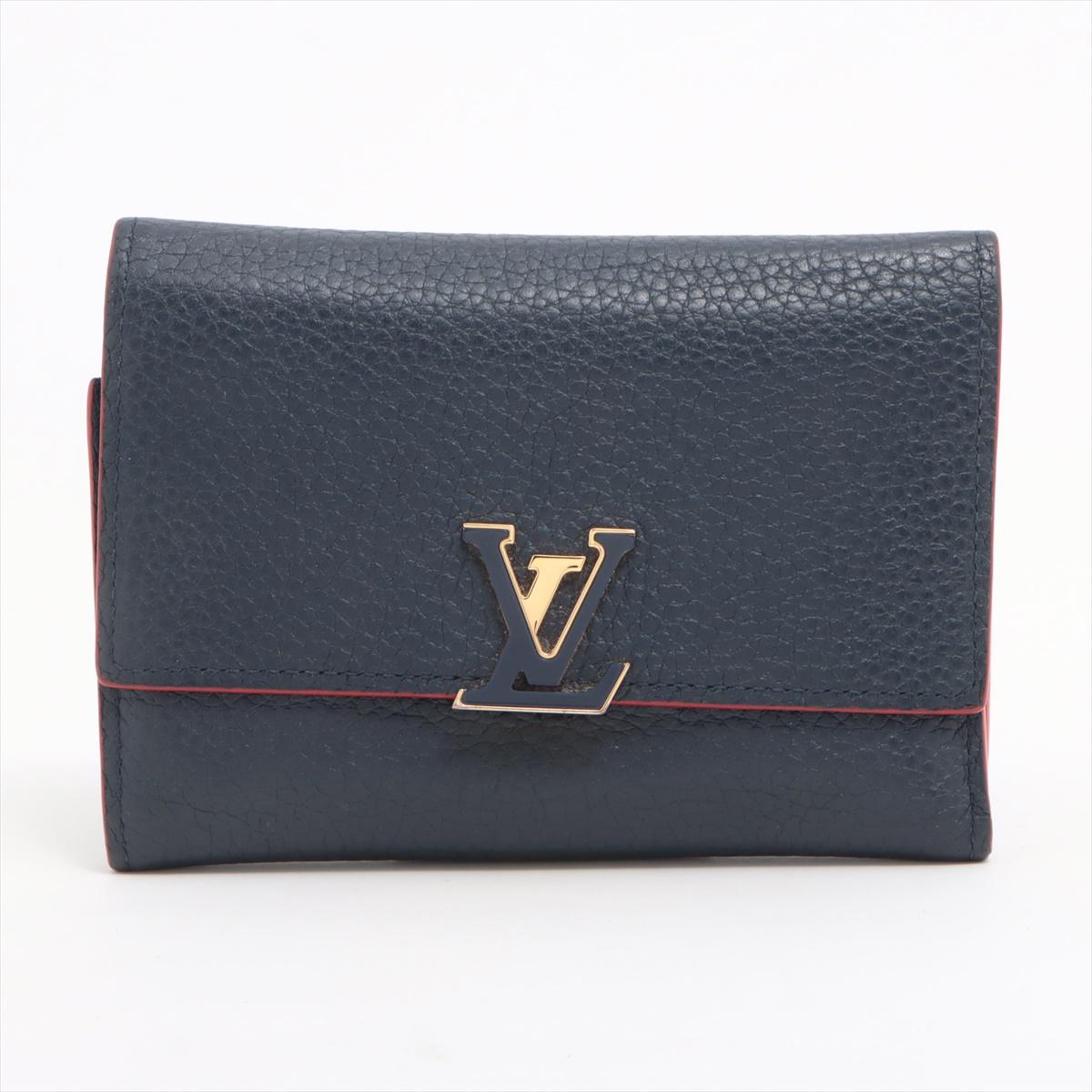 Louis Vuitton Taurillon Capucine Compact Wallet Marine Rouge For Sale ...