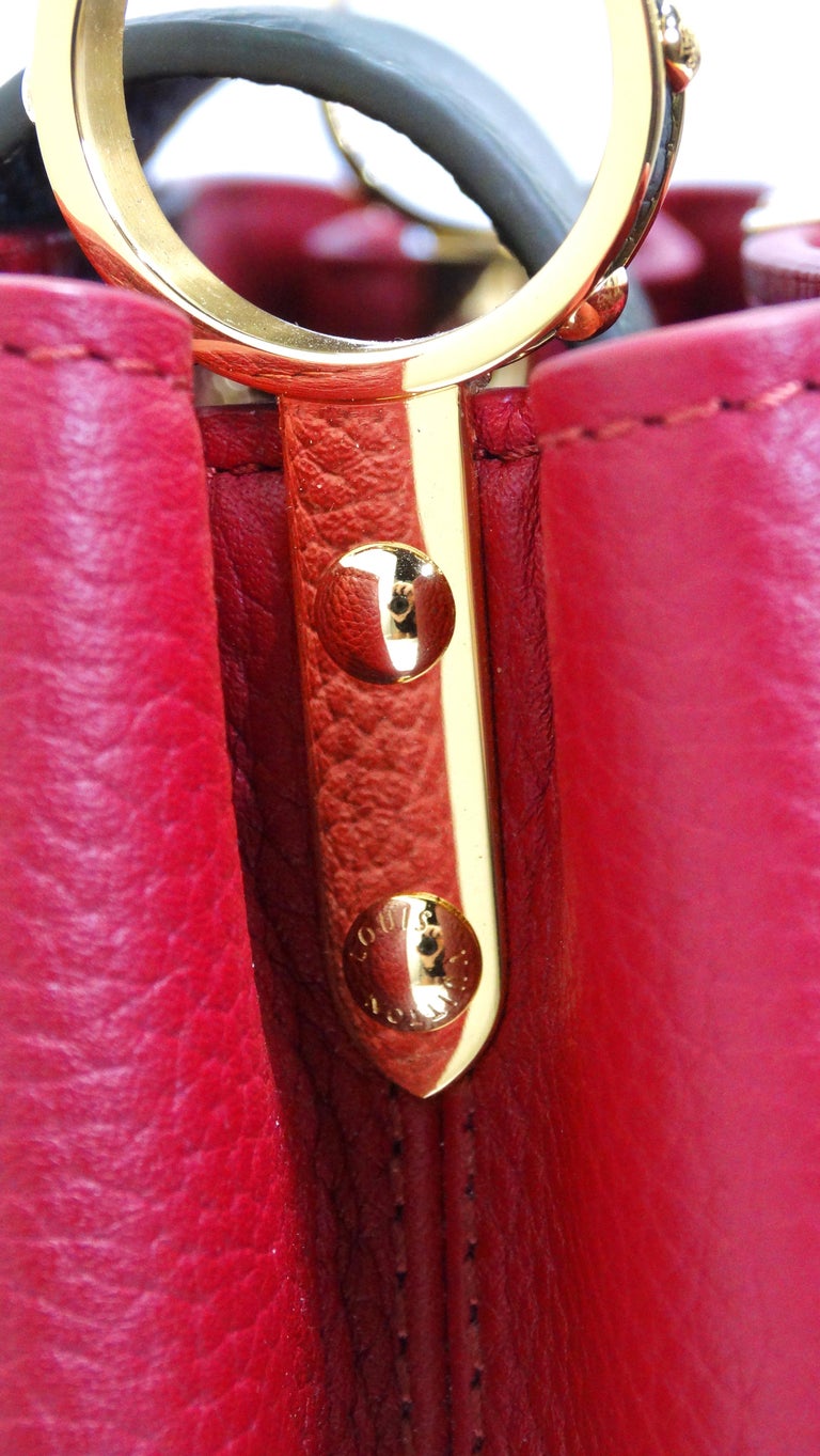 Louis Vuitton Taurillon Capucines BB Mint and Burgundy For Sale at 1stDibs