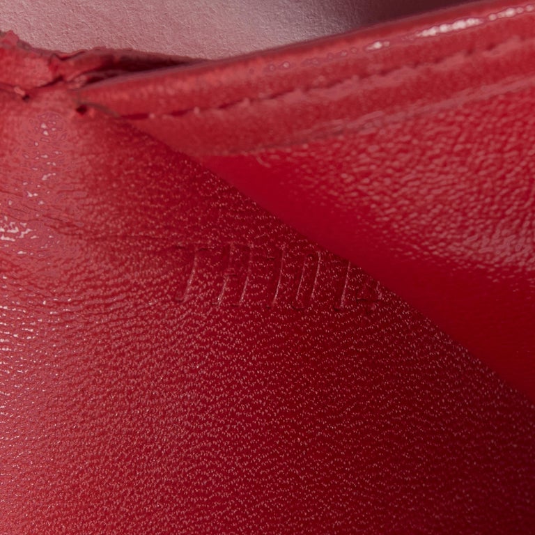LOUIS VUITTON Vernis red patent LV logo emboss flap continental wallet ...