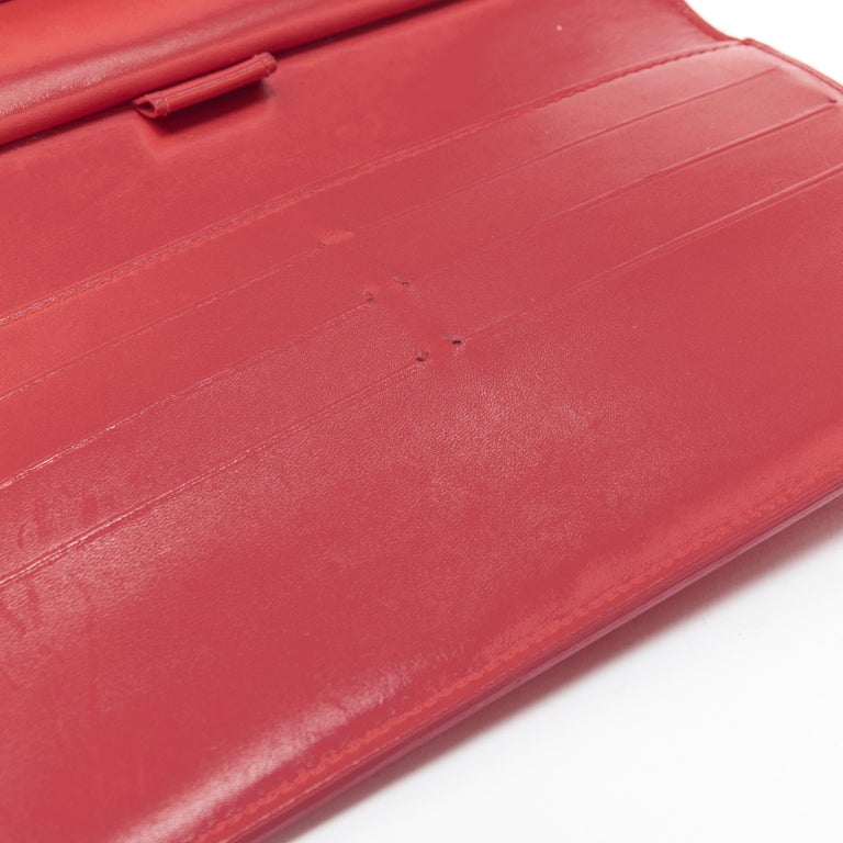 LOUIS VUITTON Vernis red patent LV logo emboss flap continental wallet ...