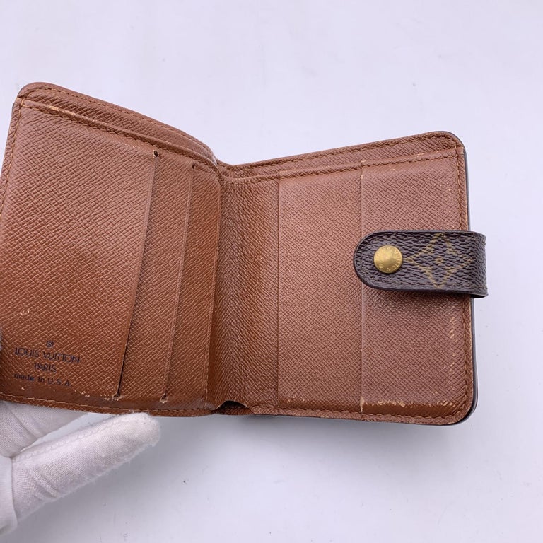 Louis Vuitton Vintage Brown Monogram Canvas Zip Compact Wallet For Sale ...