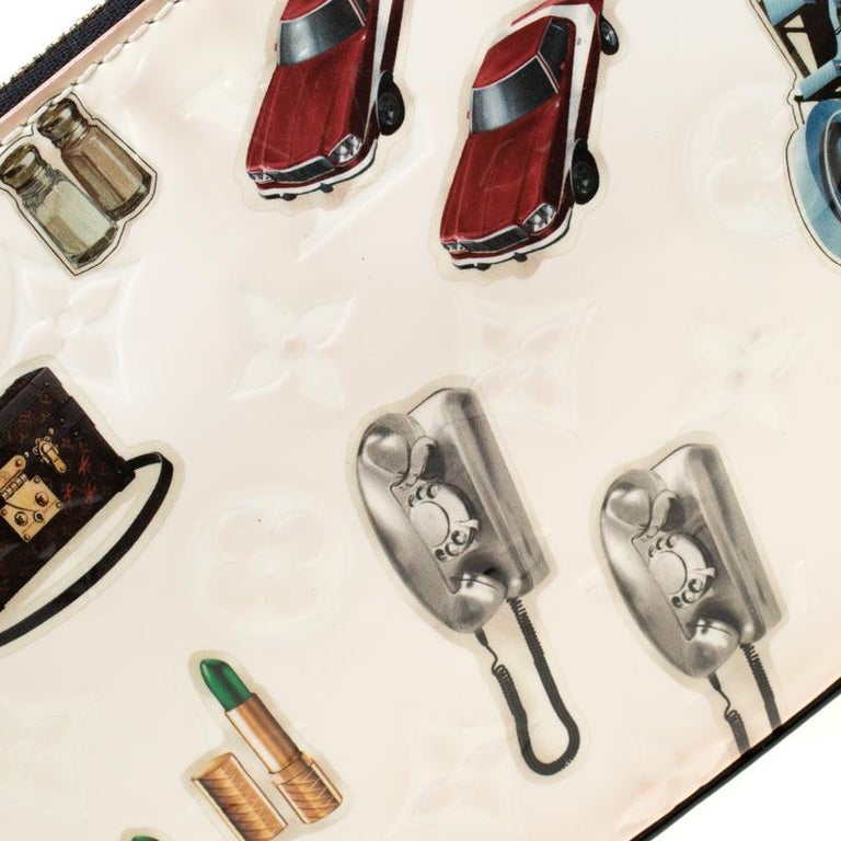 Louis Vuitton White/Black Monogram Vernis Stickers Accessories Pochette ...