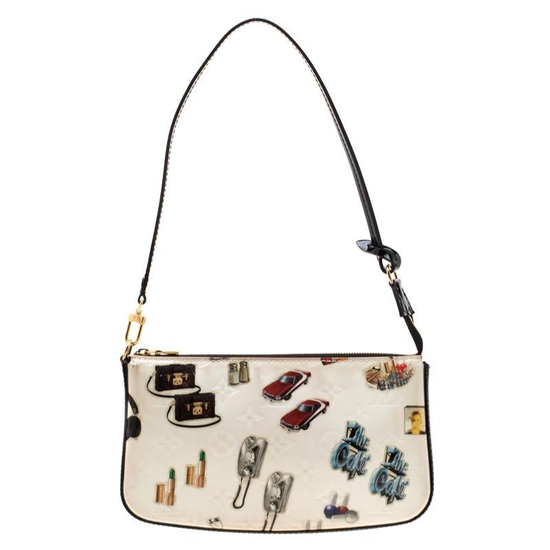 Louis Vuitton White/Black Monogram Vernis Stickers Accessories Pochette ...