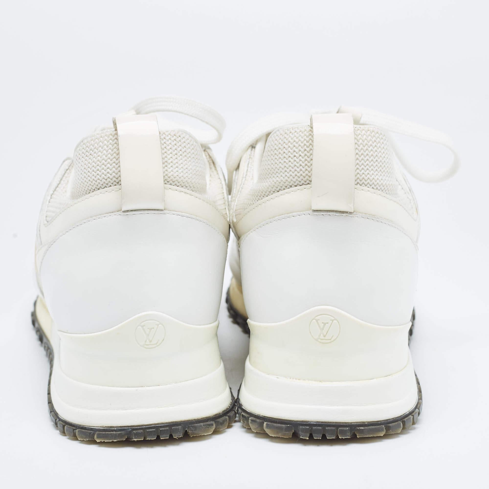 Louis Vuitton White Leather and Mesh Run Away Sneakers Size 35 For Sale ...