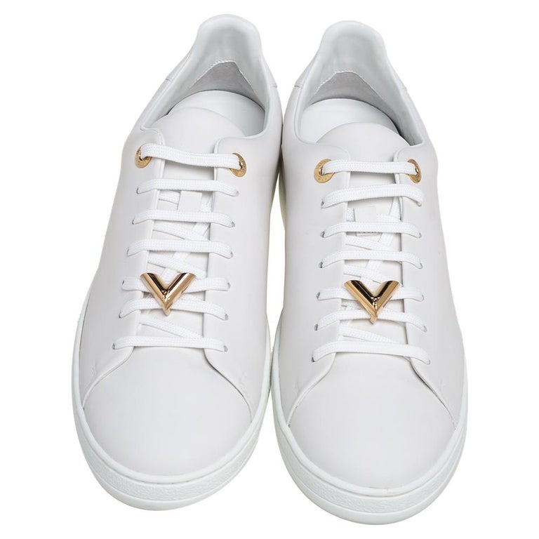 Louis Vuitton White Leather Logo Embellished Frontrow Low-Top Sneakers ...