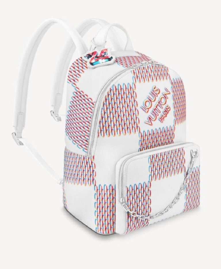 Louis Vuitton White Leather Racer Backpack For Sale at 1stDibs