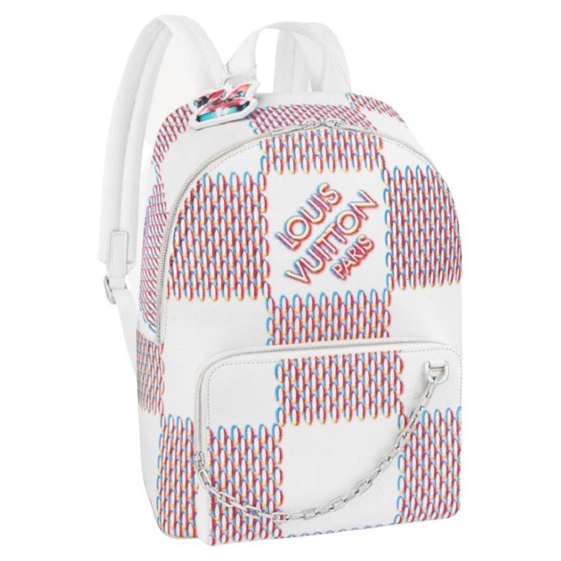 Louis Vuitton White Leather Racer Backpack For Sale at 1stDibs