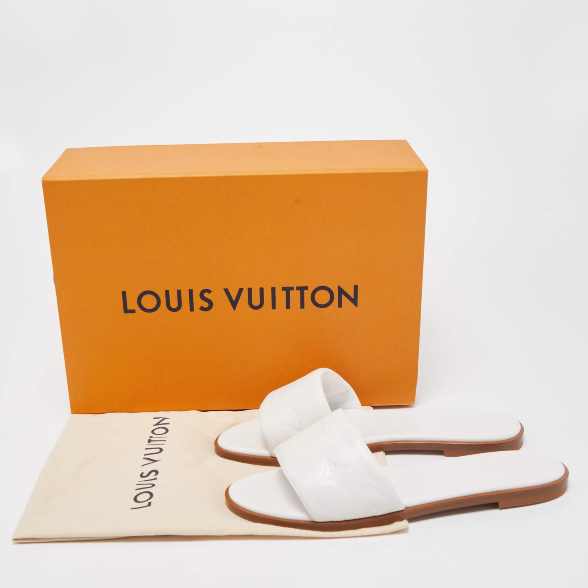 Louis Vuitton White Leather Revival Slide Fats Size 38.5 For Sale at ...