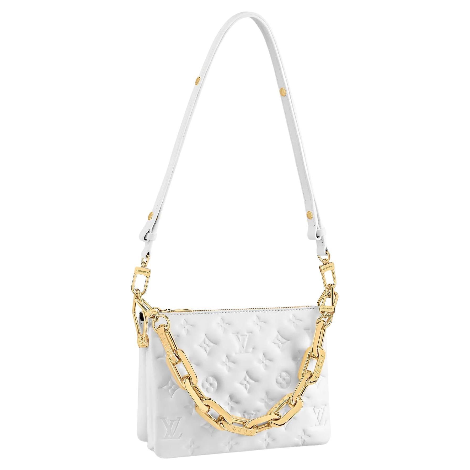 Louis Vuitton White Monogram Embossed Puffy Lambskin Coussin BB Bag For ...