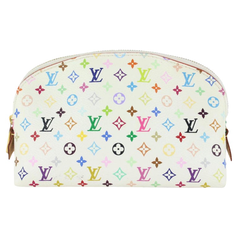 Louis Vuitton White Monogram Multicolor Cosmetic Pouch PM 3JLV105 at ...
