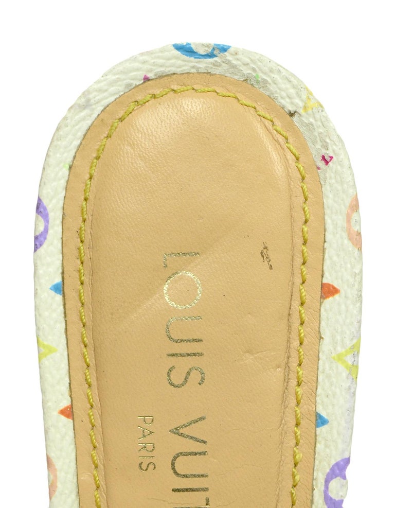 Louis Vuitton White Monogram Multicolor Slides sz 41 For Sale at ...