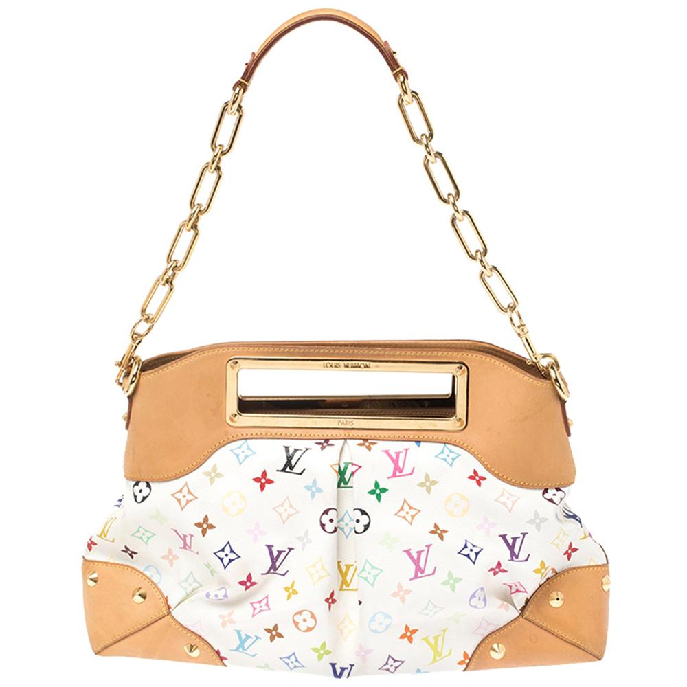 Louis Vuitton White Monogram Multicolore Canvas Judy GM Bag at 1stDibs
