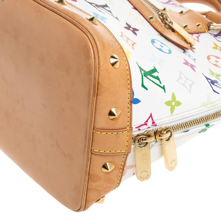 Louis Vuitton White Multicolor Monogram Canvas Alma PM Bag at 1stDibs