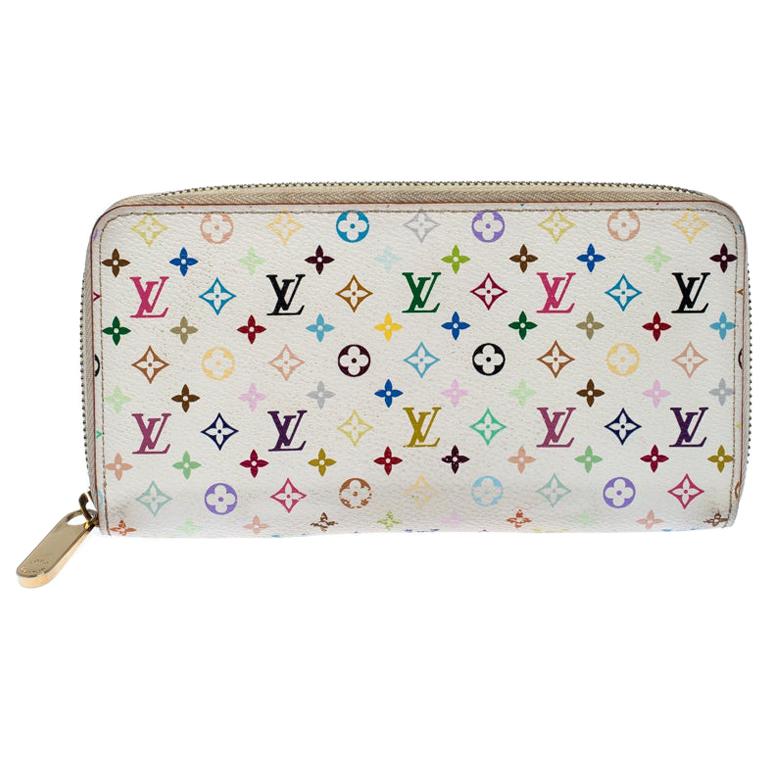 Louis Vuitton White Multicolore Monogram Zippy Wallet For Sale at ...