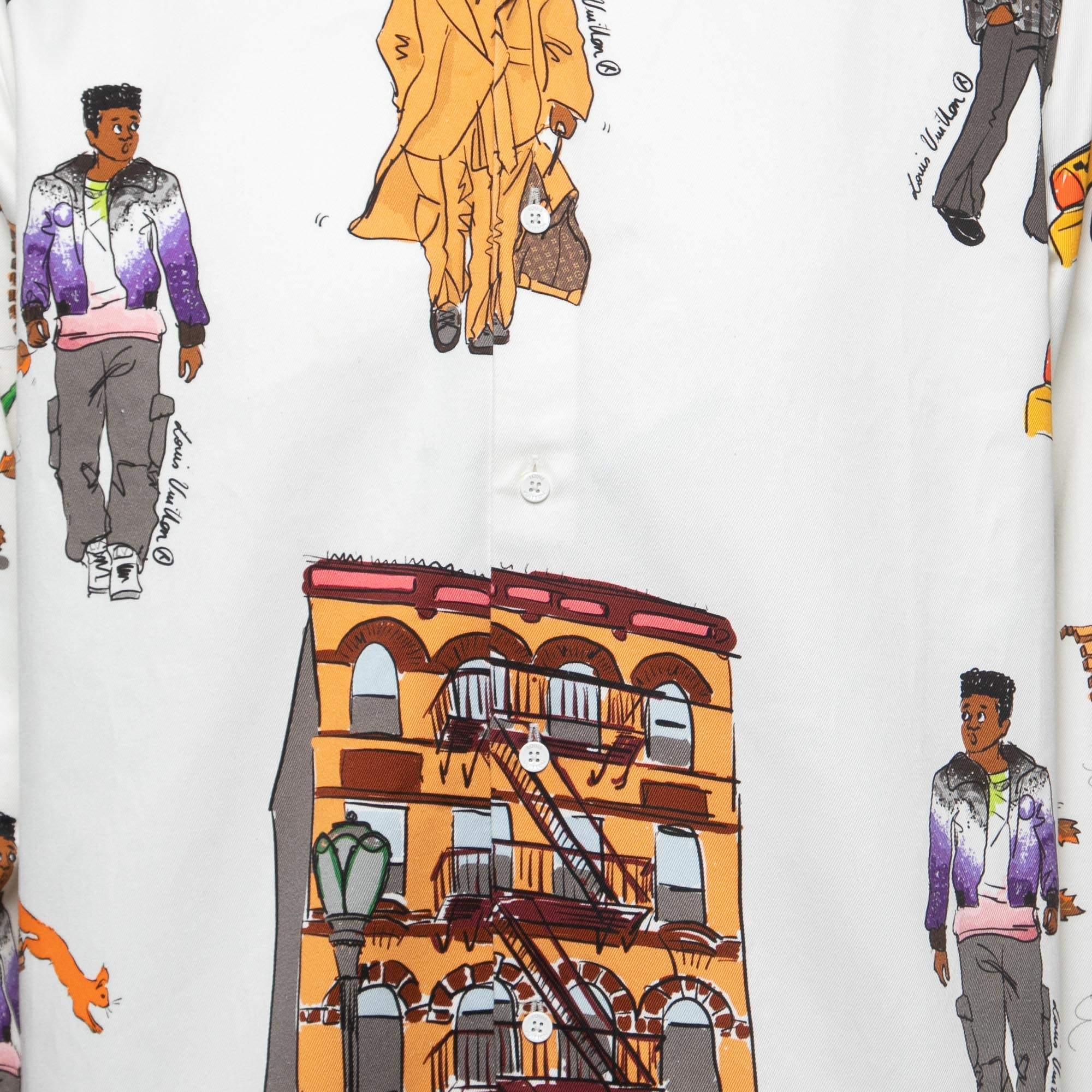 Louis Vuitton White New Walkers Print Cotton DNA Collar Shirt L For ...