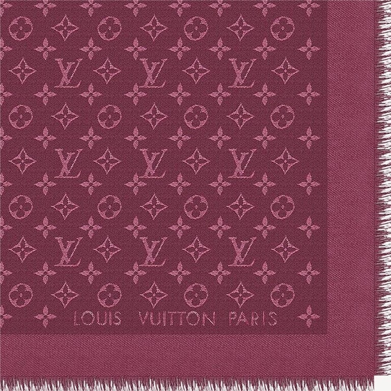 Louis Vuitton Wine Silk and Wool Blend Monogram Shawl For Sale at 1stDibs