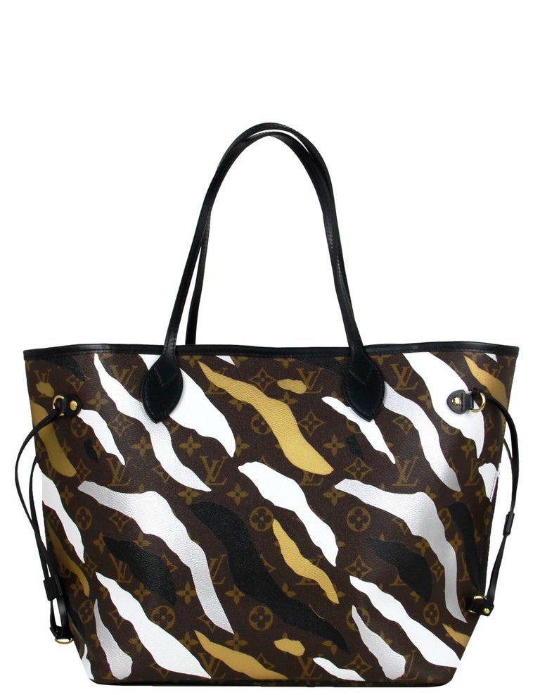 Louis Vuitton X LOL Gold/Silver Stripe Monogram Neverfull MM Tote Bag ...