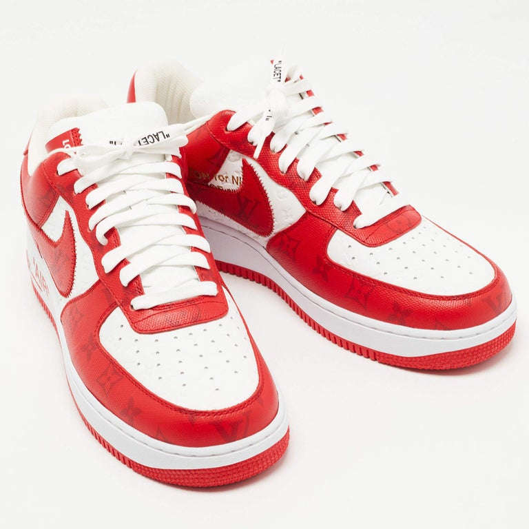 Louis Vuitton x Nike Red/White Monogram Canvas Air Force 1 Sneakers ...