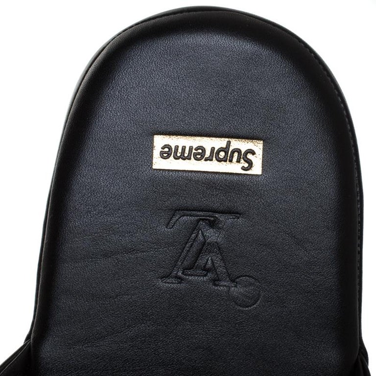 Louis Vuitton x Supreme Black Leather Hugh Flat Slippers at 1stDibs