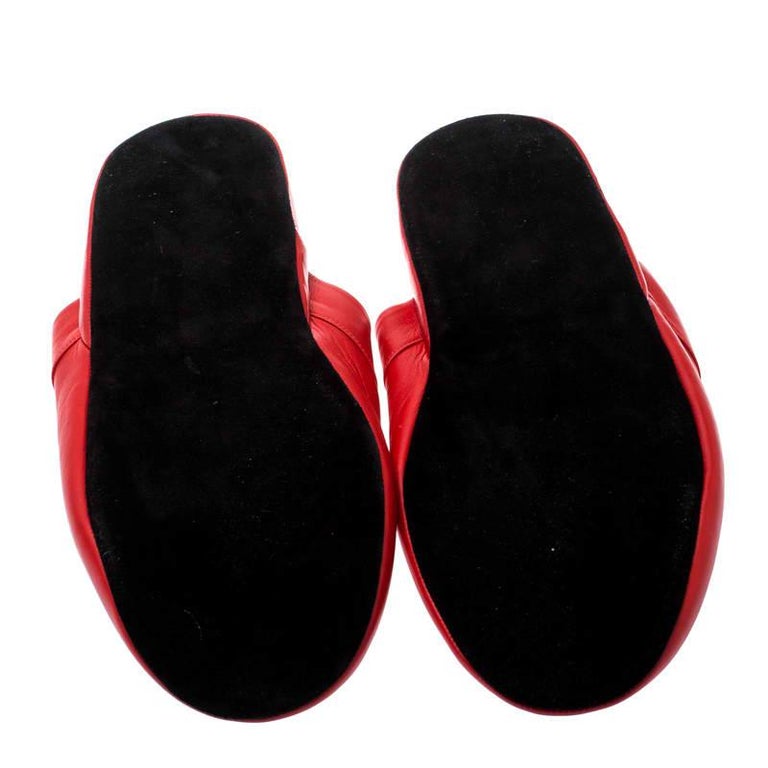 Louis Vuitton x Supreme Red Leather Hugh Flat Slippers Size 42 For Sale ...