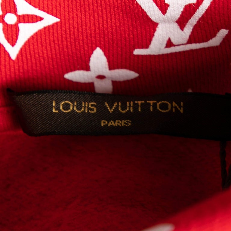 Louis Vuitton X Supreme Red Monogram Cotton Box Logo Hoodie XXXL For ...