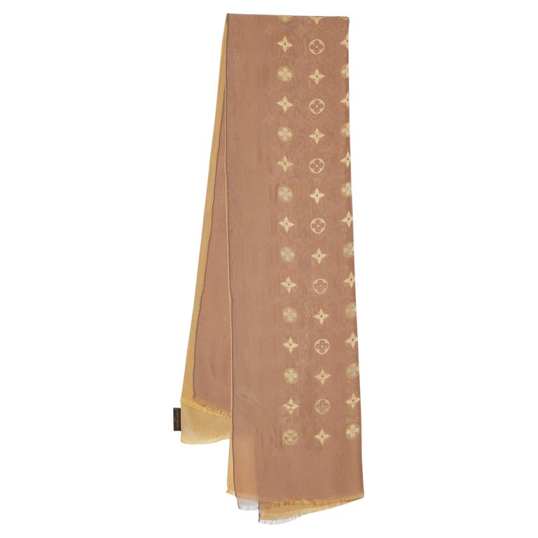 Louis Vuitton Yellow and Brown Monogram Silk Blend Reversible Stole For ...