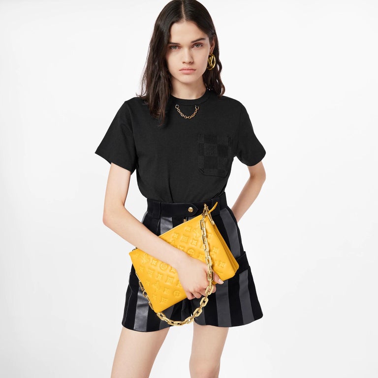 Louis Vuitton Yellow Monogram Embossed Puffy Lambskin Coussin PM Bag ...