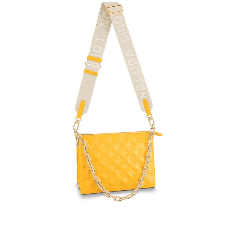 Louis Vuitton Yellow Monogram Embossed Puffy Lambskin Coussin PM Bag ...