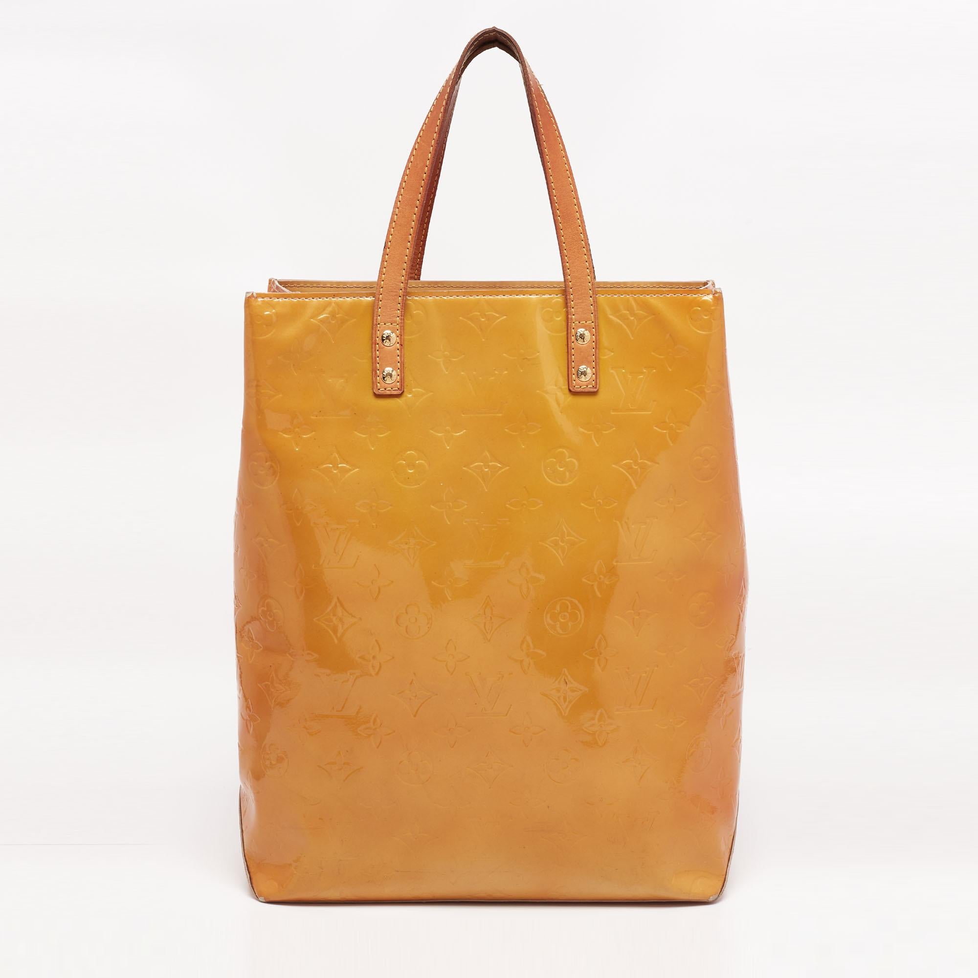 Louis Vuitton Yellow Monogram Vernis Reade MM Bag at 1stDibs | yellow ...