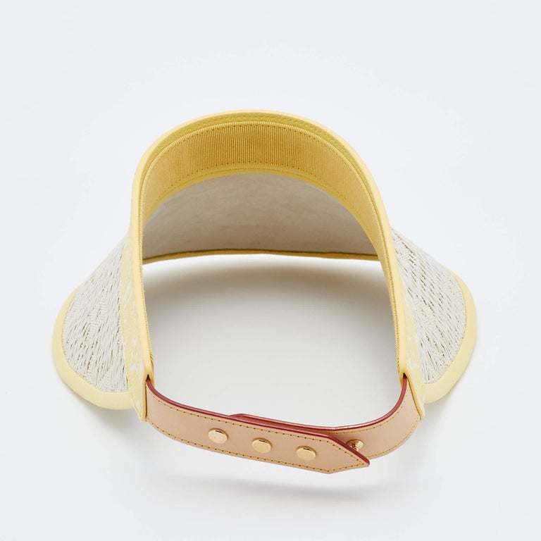 Louis Vuitton Yellow Strawgram Raffia and Leather Visor Hat For Sale at ...