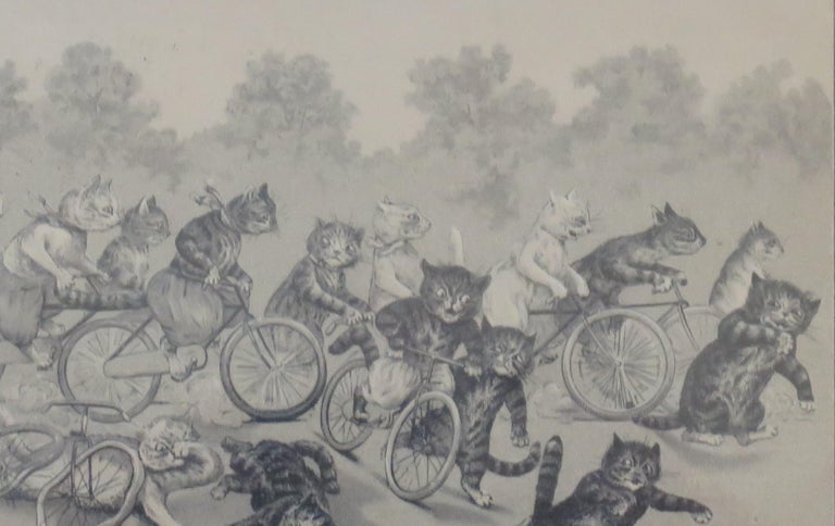 Louis Wain Framed Cat Postcard "A Road Race" Cycle Racing Theme ...