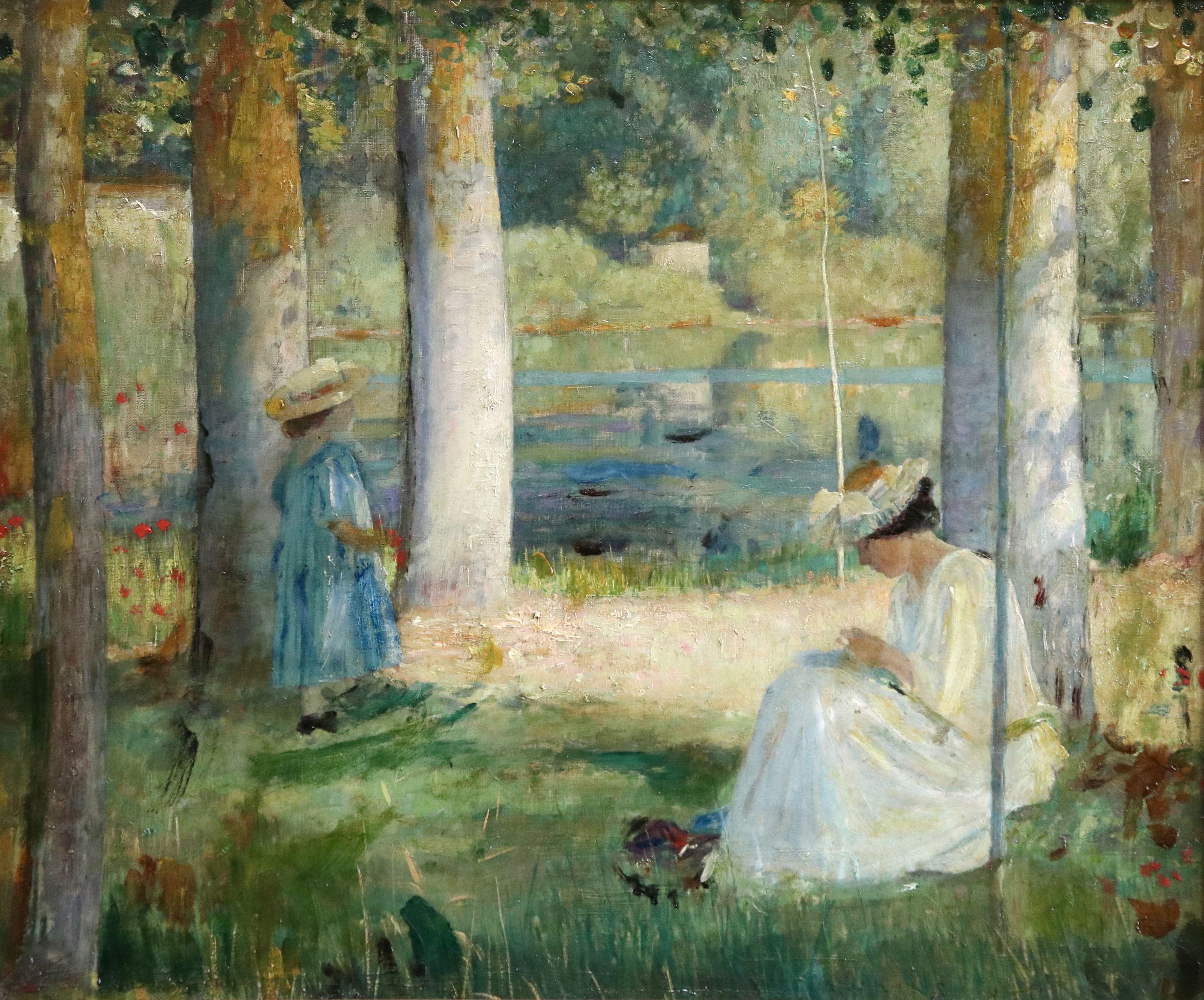 Louis Welden Hawkins - By the Lake - Summer - 19th Century Oil, Figures ...