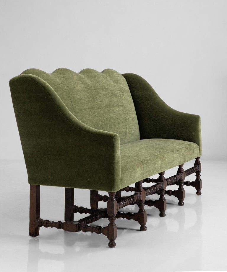Louis XIII Style Sofa in Mohair Velvet from Pierre Frey, France Circa ...