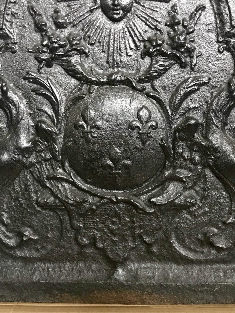 Louis XIV Cast Iron Fireback Featuring the Sun King and Royal Heraldic ...