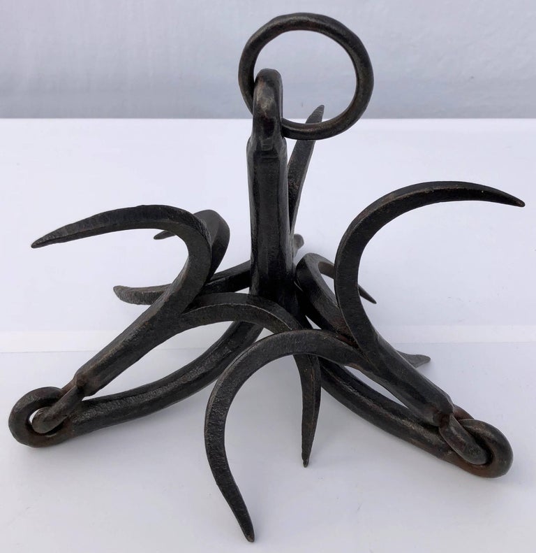 Louis XIV French Black Hand Wrought Iron Well Bucket Catcher/Pot Rack ...